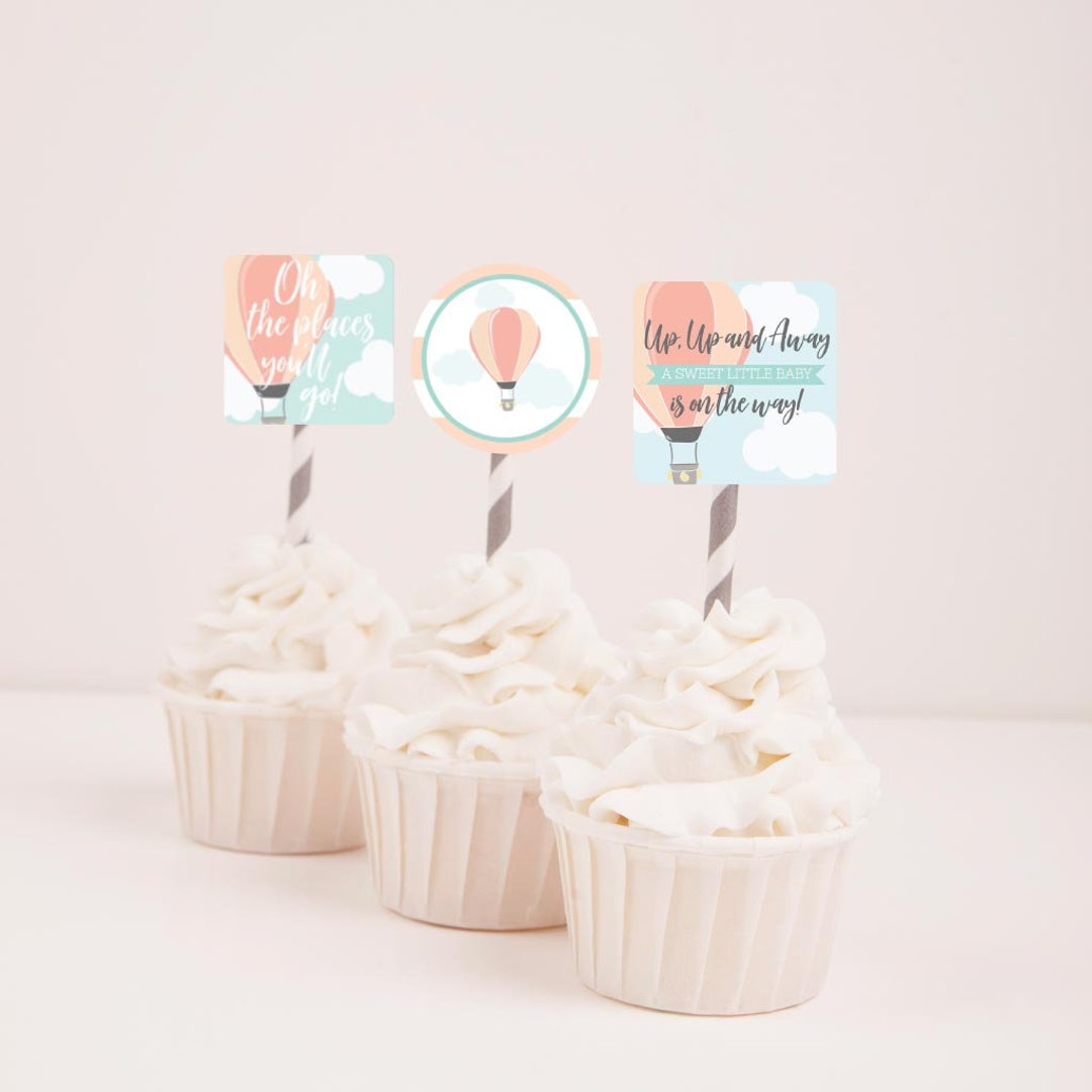 Hot Air Balloon Baby Shower Cupcake Topper Template -cupcake ...