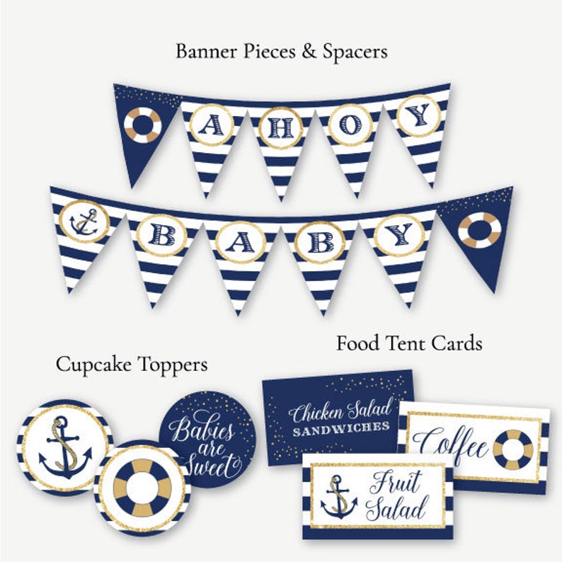 Nautical Baby Shower Complete Package Templates Baby Shower - Etsy