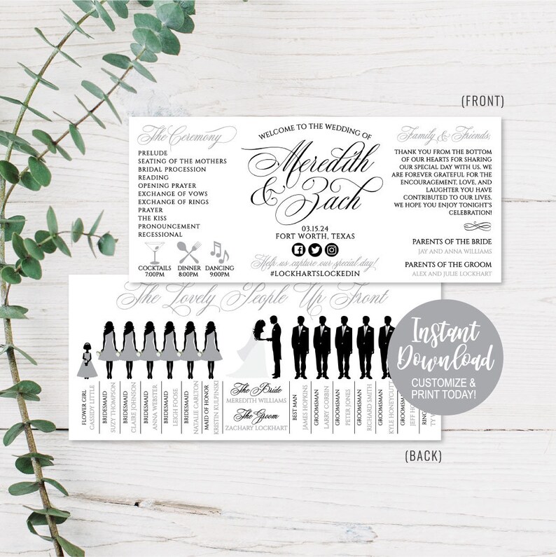 Wedding Program Thank You Template, Wedding Program Ideas Wording, Printable Wedding Ceremony ...