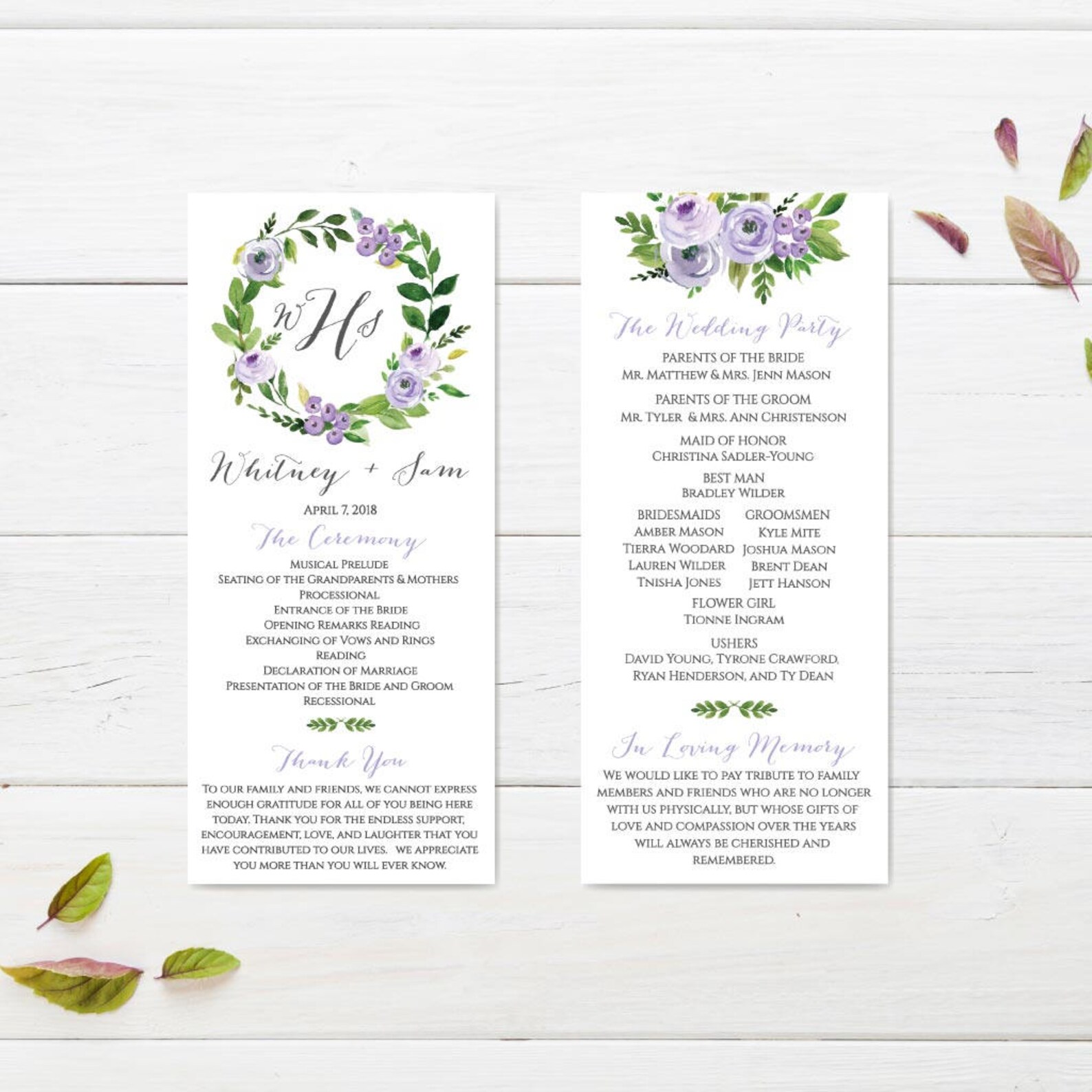 DIY Printable Wedding Programs Templates Wedding Program - Etsy