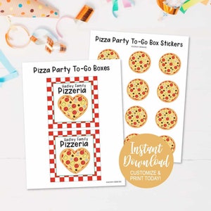 Favor Stickers Printable, Favors Stickers Birthday, Pizza Labels, Pizza ...