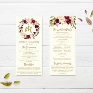 Wedding Program Thank You Messages Wedding Programs Online - Etsy