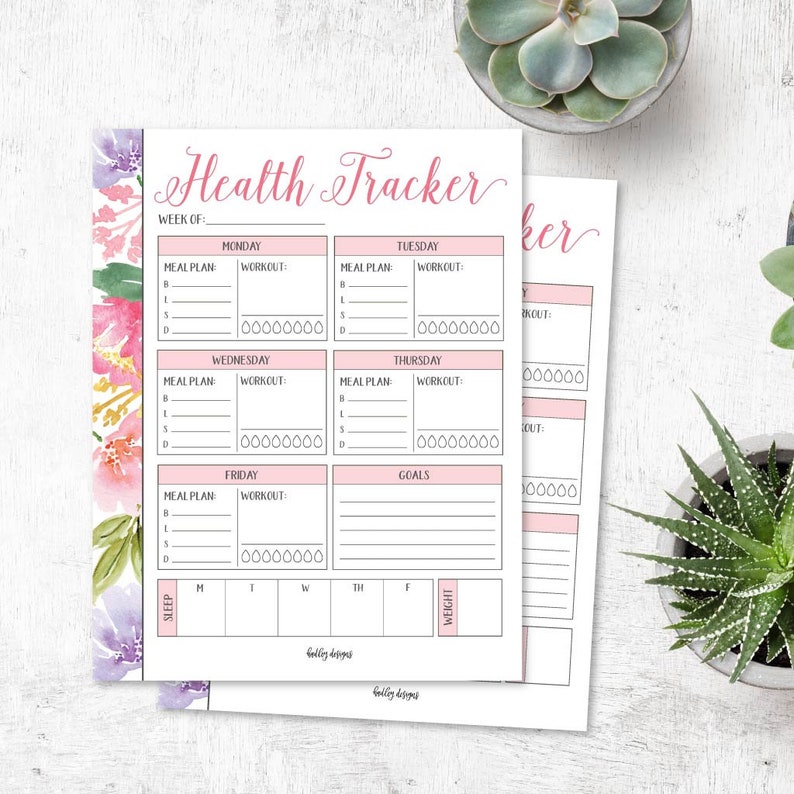 Health Tracker Printable Health Fitness Planner Fitness | Etsy