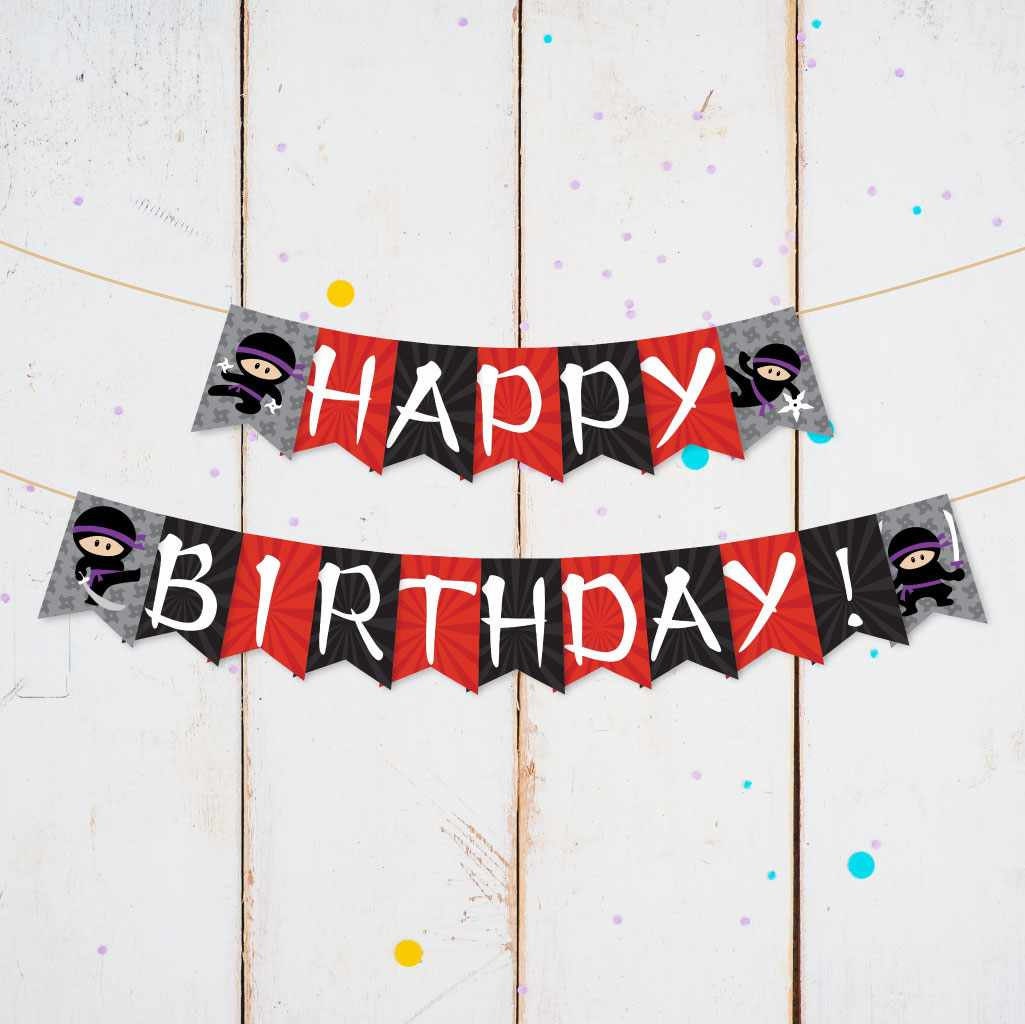 Ninja Kids Party Banner Template Ninja Kids Banner Birthday - Etsy