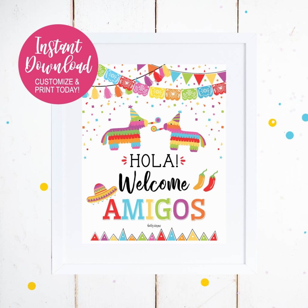 Fiesta Birthday Welcome Sign Fiesta, Birthday Party Welcome Sign ...