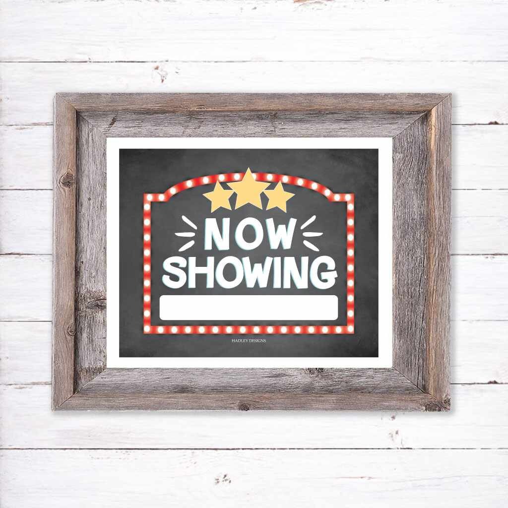 Movie Night Now Showing Sign Template - Printable Birthday Decorations ...