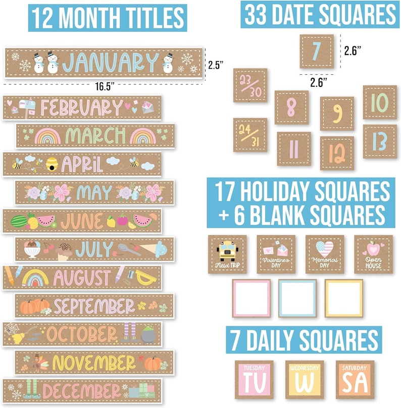 Rustic Classroom Calendar Set Bulletin Board - Bulletin Board Calendar ...