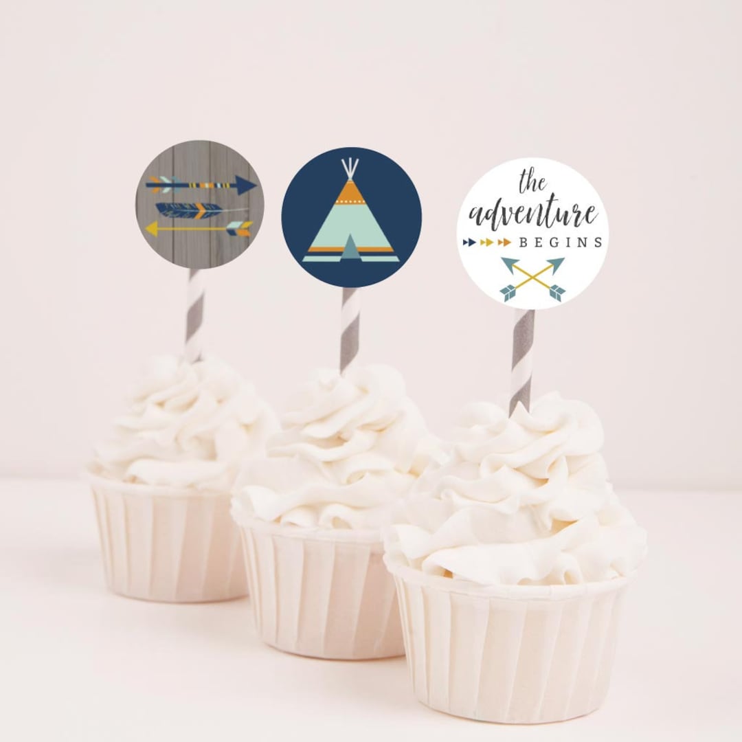 Aztec Adventure Boy Baby Shower Cupcake Toppers Template - Baby Shower ...