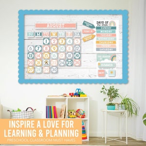 Boho Classroom Calendar Set Bulletin Board - Bulletin Board Calendar ...