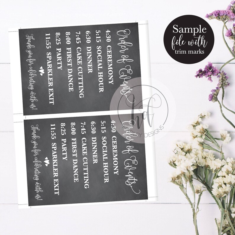 Chalkboard Order of Events Editable Wedding Sign Rustic - Etsy