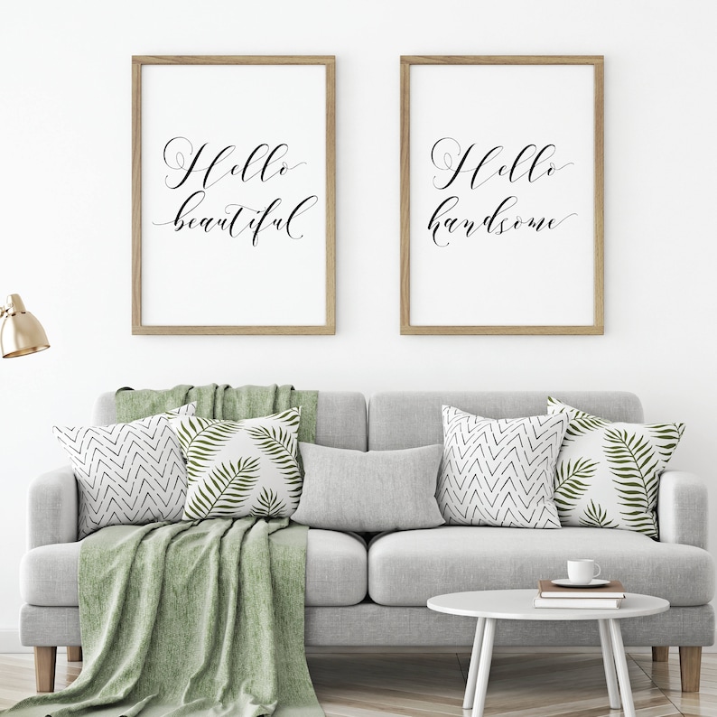 Hello Beautiful Hello Handsome Printable Sign Set Home Decor | Etsy