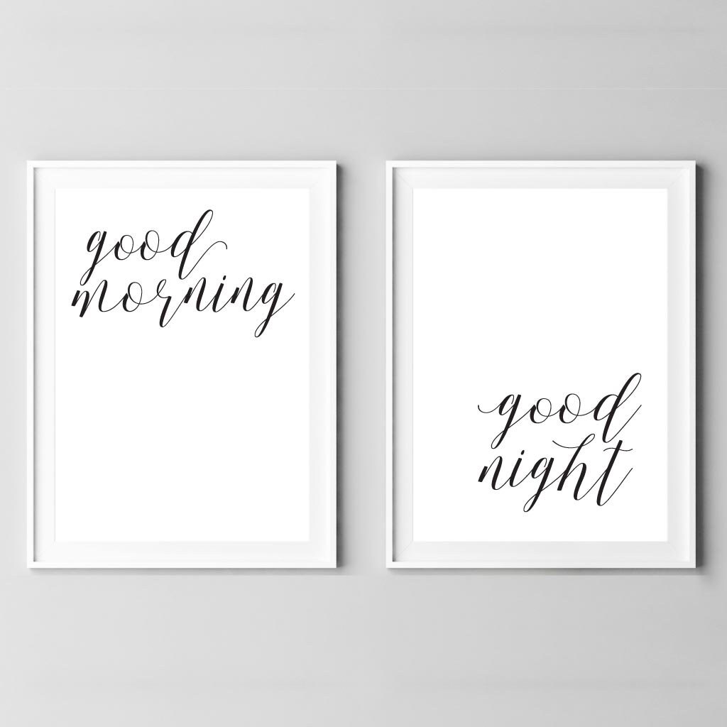 Good Morning Good Night Wall Art Bedroom Wall Decor Over the | Etsy