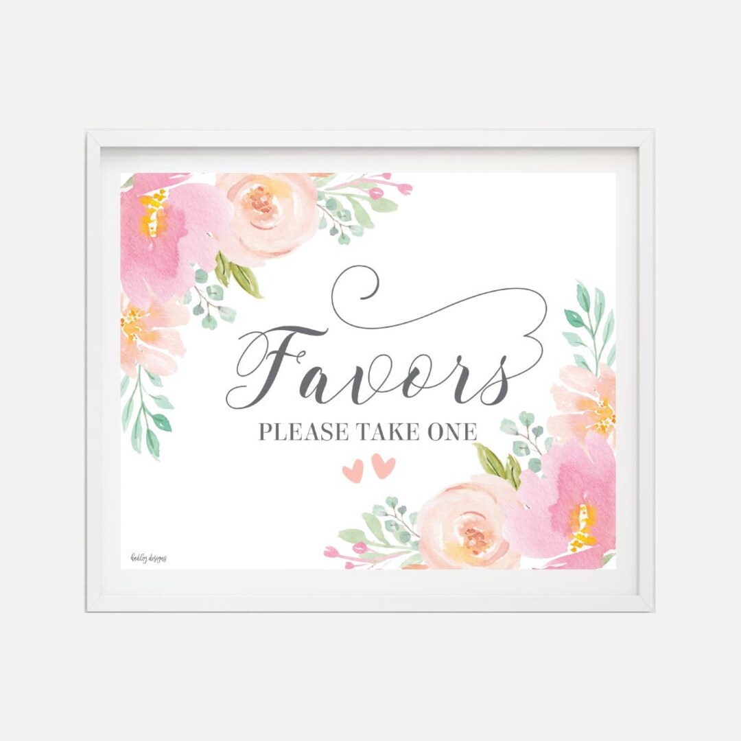 Blush Floral Modern Wedding Favors Sign Template Wedding Favor Sign ...