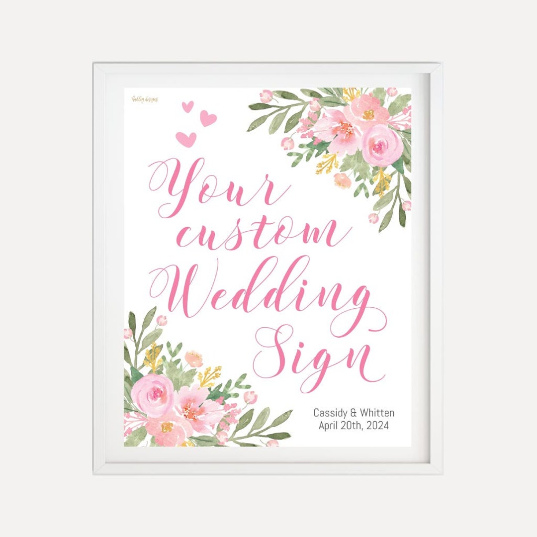 Geo Bright Pink Gold Wedding Custom Sign Template Design - Etsy