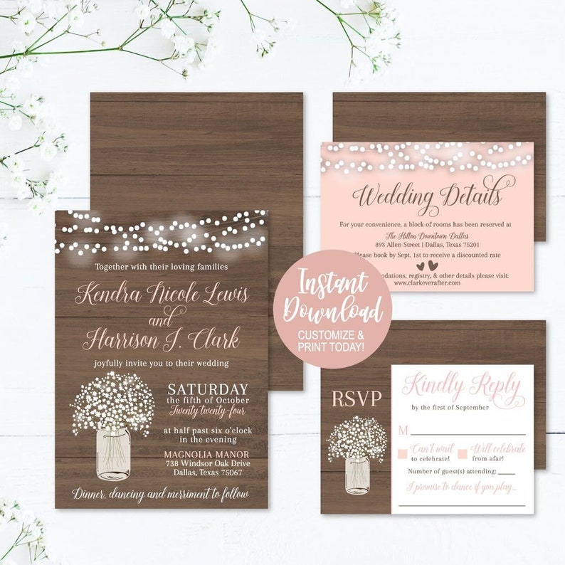 Printable Wedding Invitations Packages, Wedding Invitations Sets Cheap ...