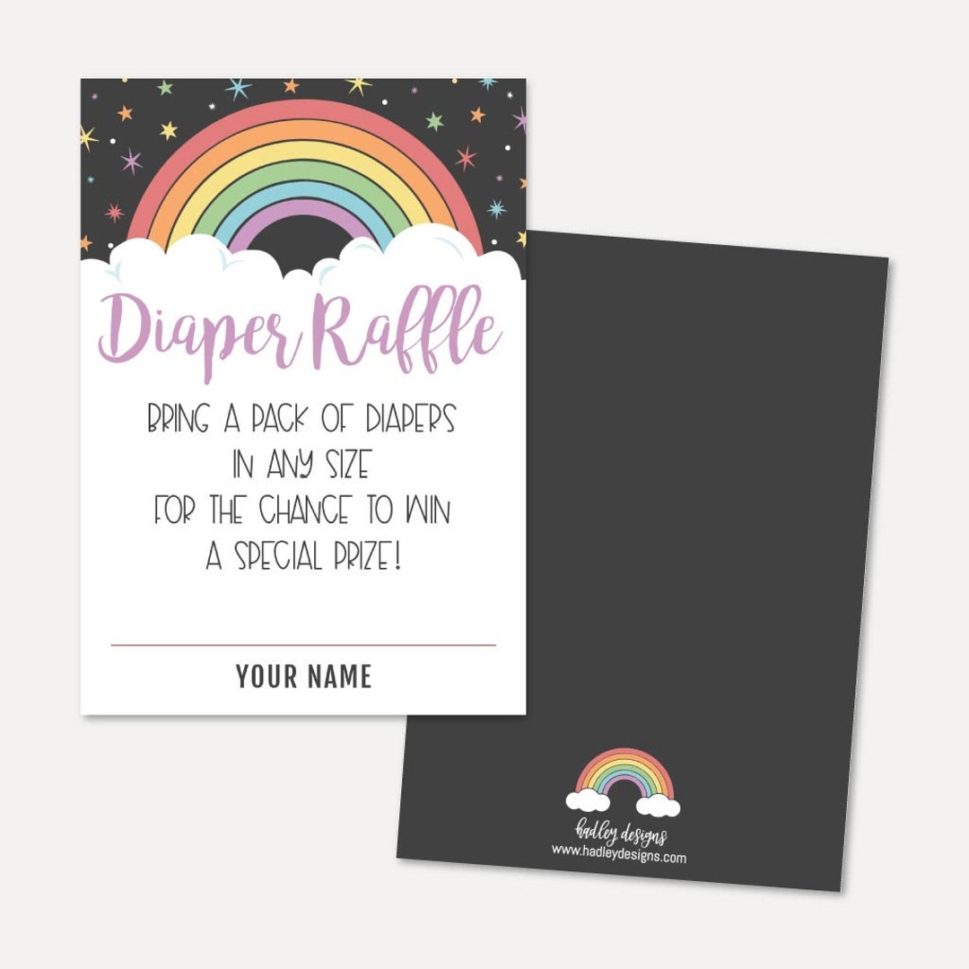 Rainbow Baby Shower Diaper Raffle Template ticket Printable - Etsy