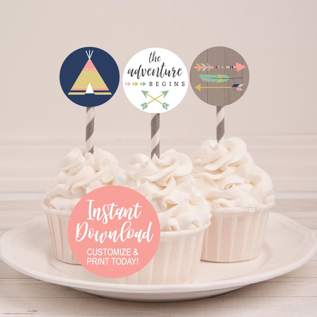 Aztec Girl Baby Shower Cupcake Toppers Baby Shower Cupcake | Etsy