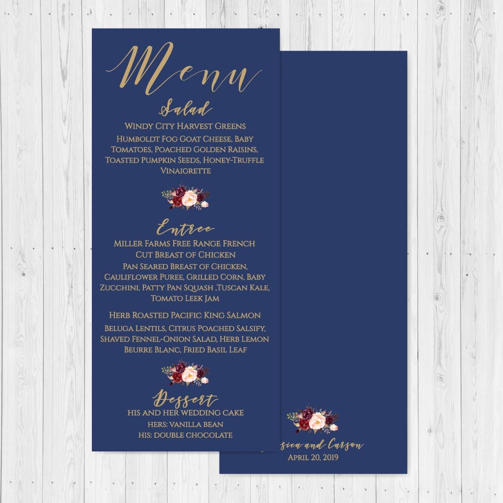 Wedding Menu Cheap PDF, Printable Wedding Menu Template, Wedding Menu ...