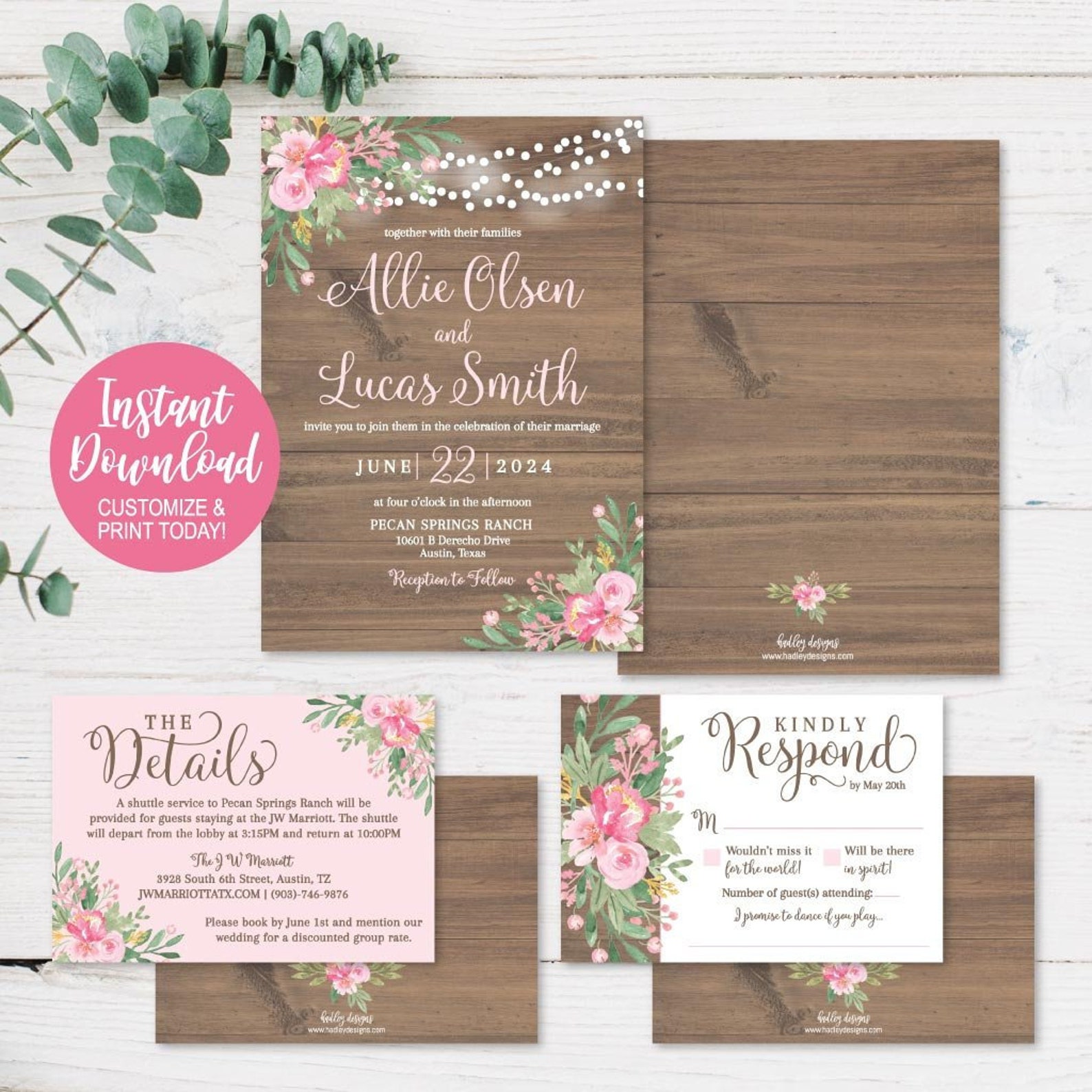 Printable Wedding Invitations Packages Wedding Invitations | Etsy