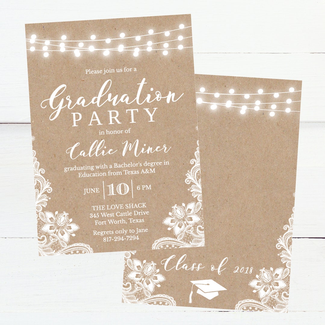 Kraft Lights and Lace Graduation Announcements, Class of 2018 ...