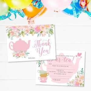 Tea Kids Party Fill in the Blank Thank You Card Template - Tea Thank ...