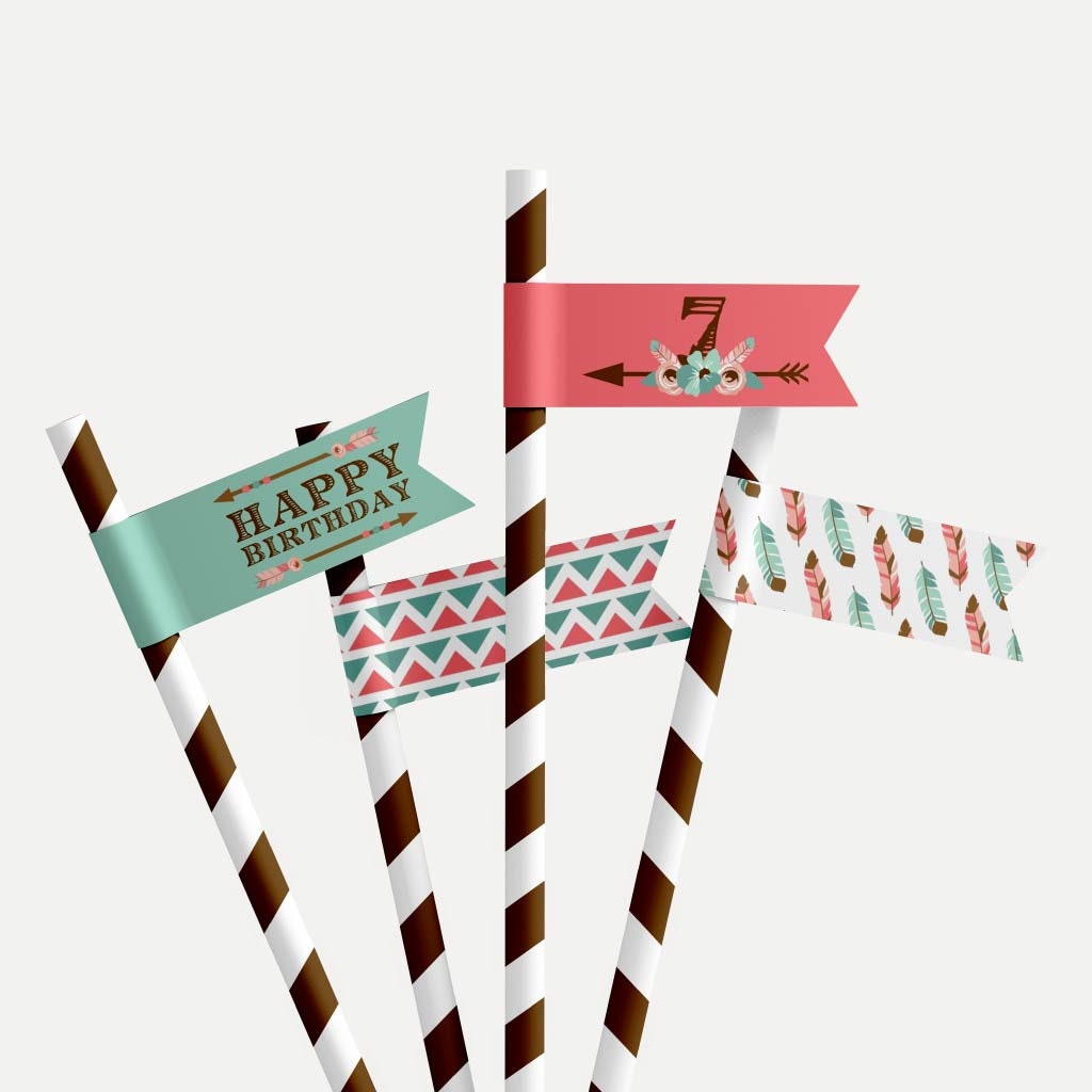 Horse Kids Party Straw Flags Template Printable Straw Flag - Etsy
