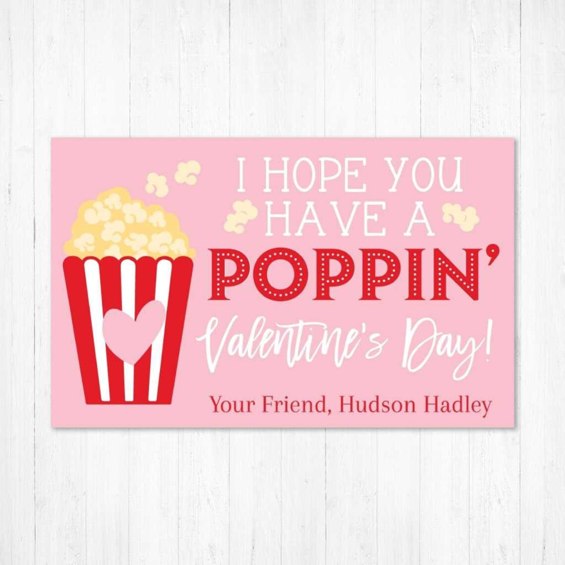 Valentine's Day Party Popcorn Tag Template Popcorn Tag | Etsy