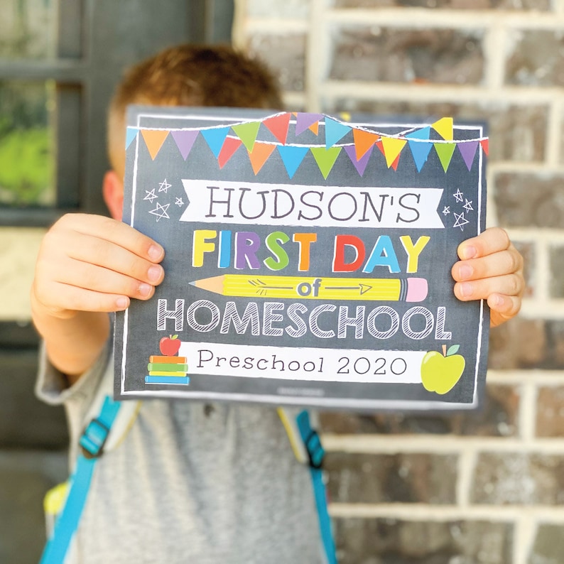 Back to Homeschool Sign Printable Chalkboard Custom First Day - Etsy