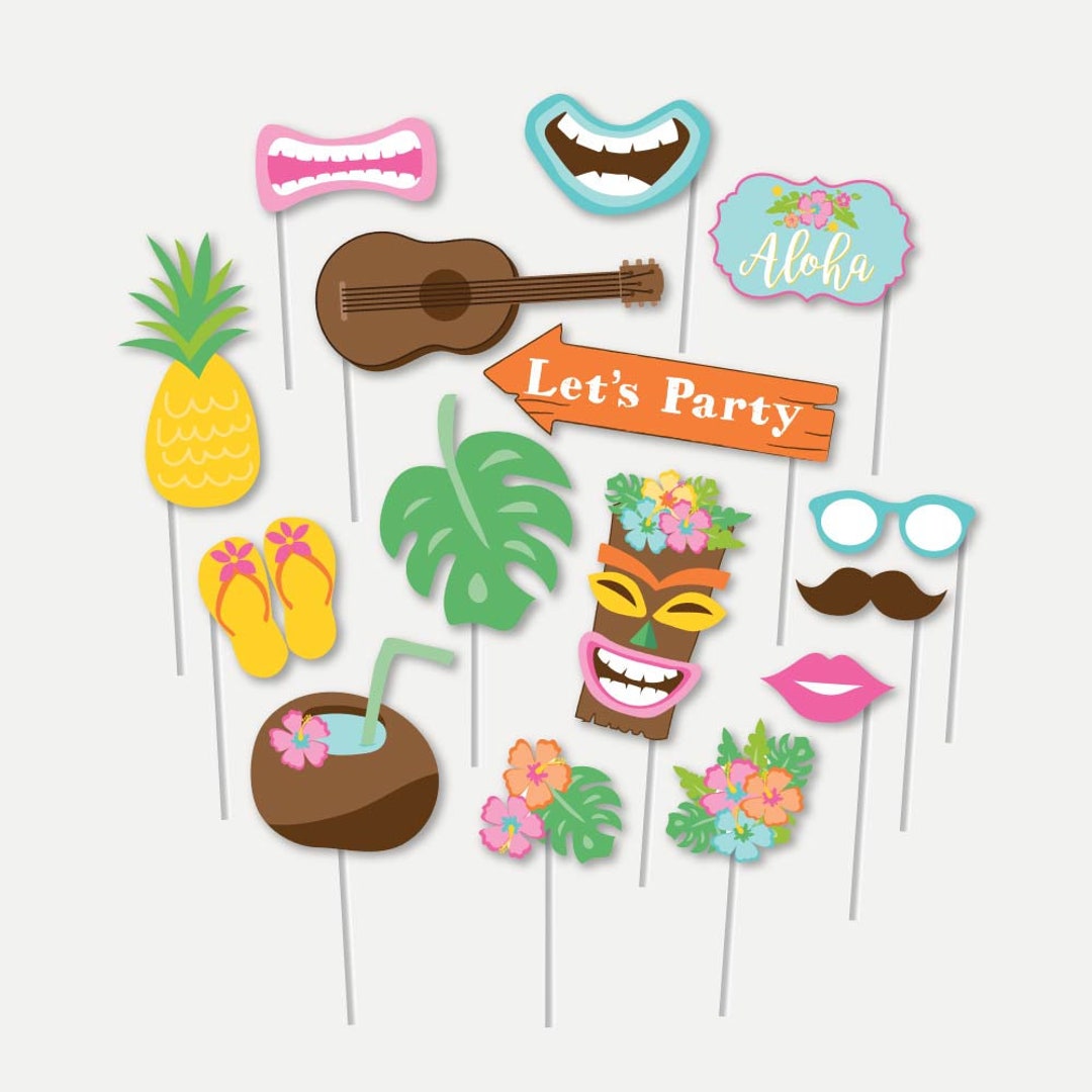 Luau Party Photo Booth Props Template - Luau Photo Booth Prop Printable ...