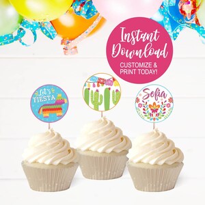 Party Toppers, Fiesta Birthday Party, Printable Toppers, Personalized ...