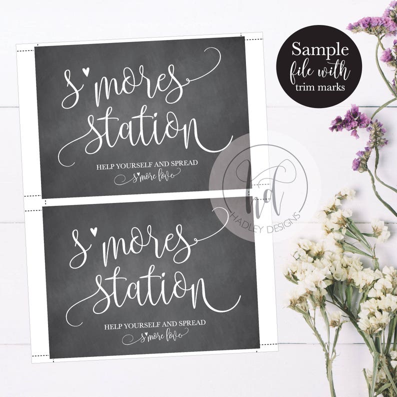 Chalkboard S'mores Station Wedding Sign Printable | Etsy