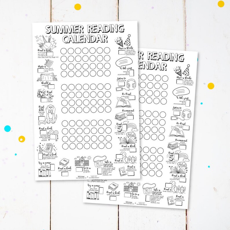 Summer Reading Calendar Summer Reading Log Summer Planner | Etsy