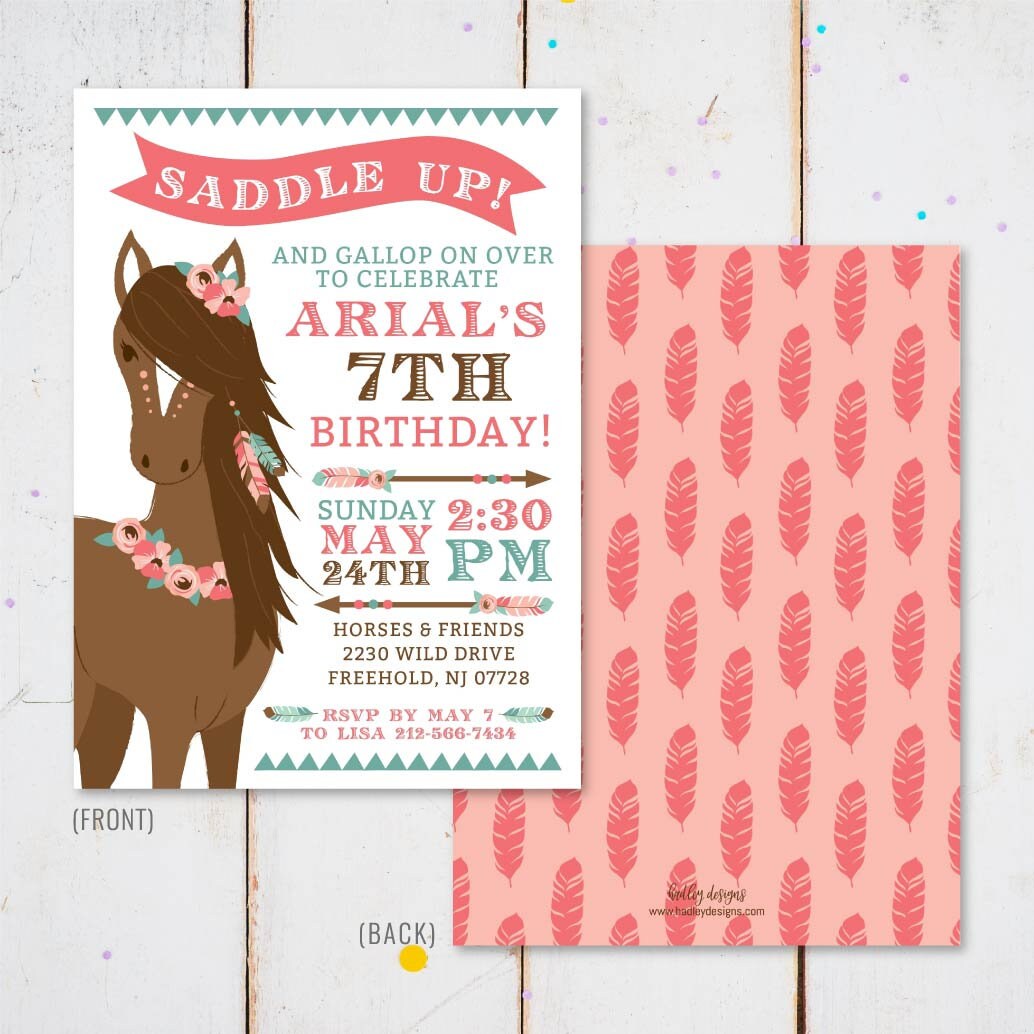 Horse Girls Birthday Invitation Template, Girls Birthday Invitation ...