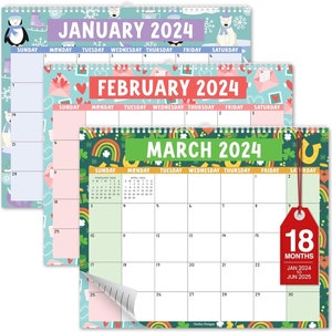 Doodle Large Wall Calendar 2024-2025 18 Month Wall Calendar 2024-2025 ...