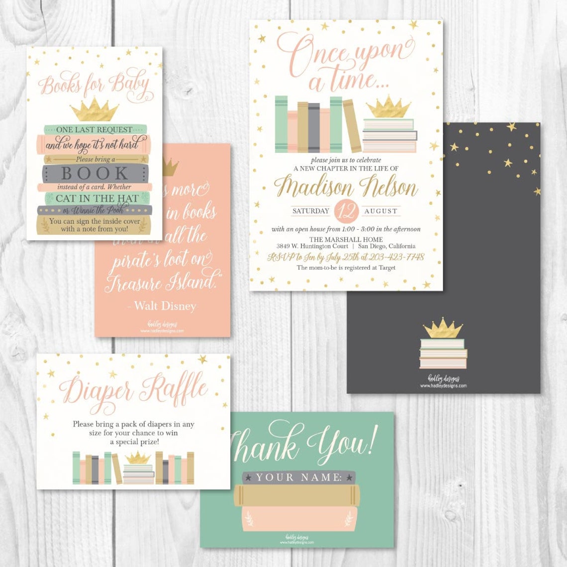 Book Themed Baby Shower Invitation Suite Template Shower - Etsy