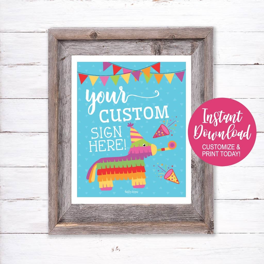 Custom Birthday Sign Birthday Party Decor Fiesta Printable - Etsy