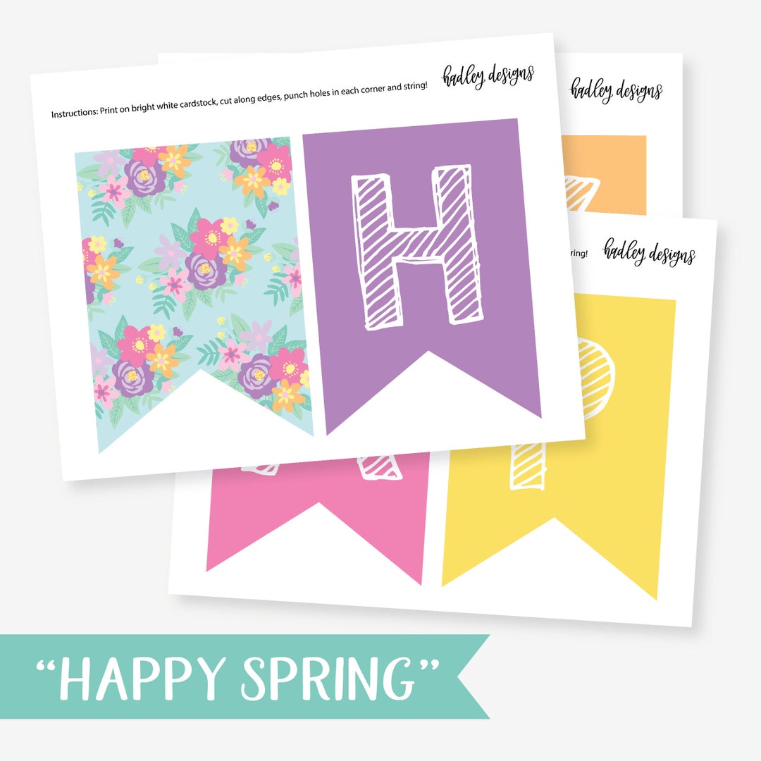 Spring Garland, Printable Bunting Banner, Party Banner Printable, DIY ...