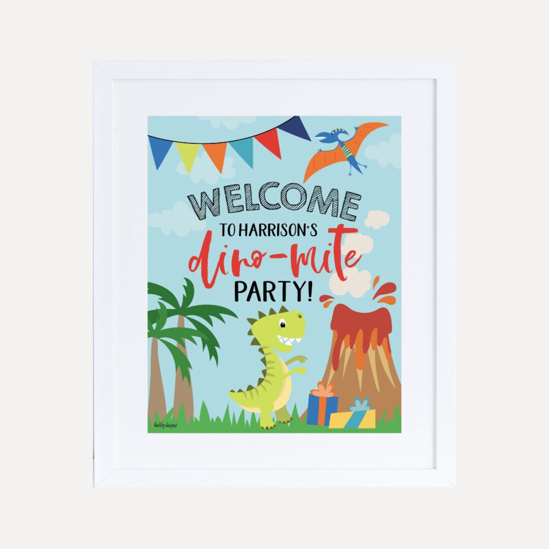 Dinosaur Kids Party Welcome Sign Template Birthday Welcome - Etsy