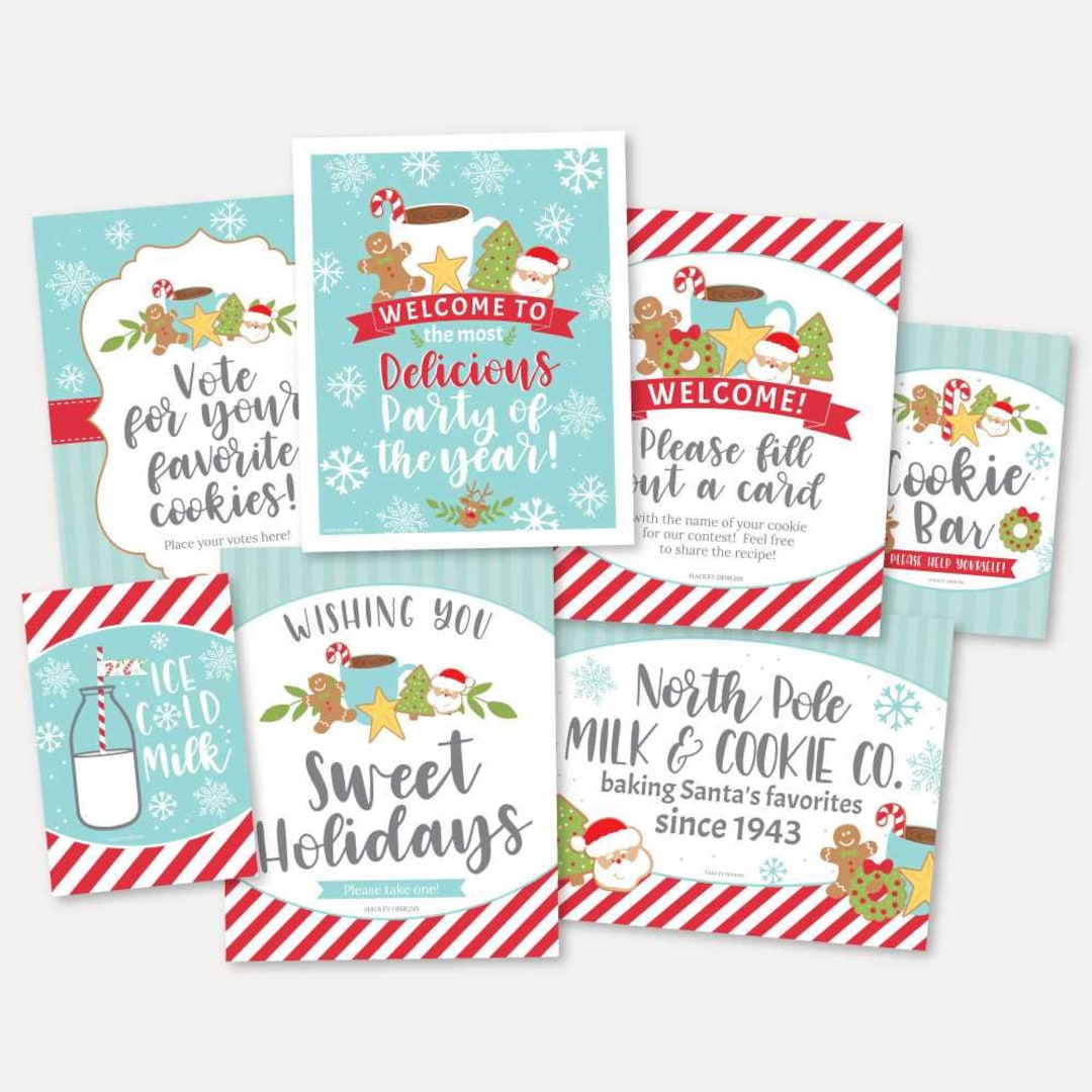 Christmas Cookie Exchange Signs Set Templates Christmas Sign - Etsy
