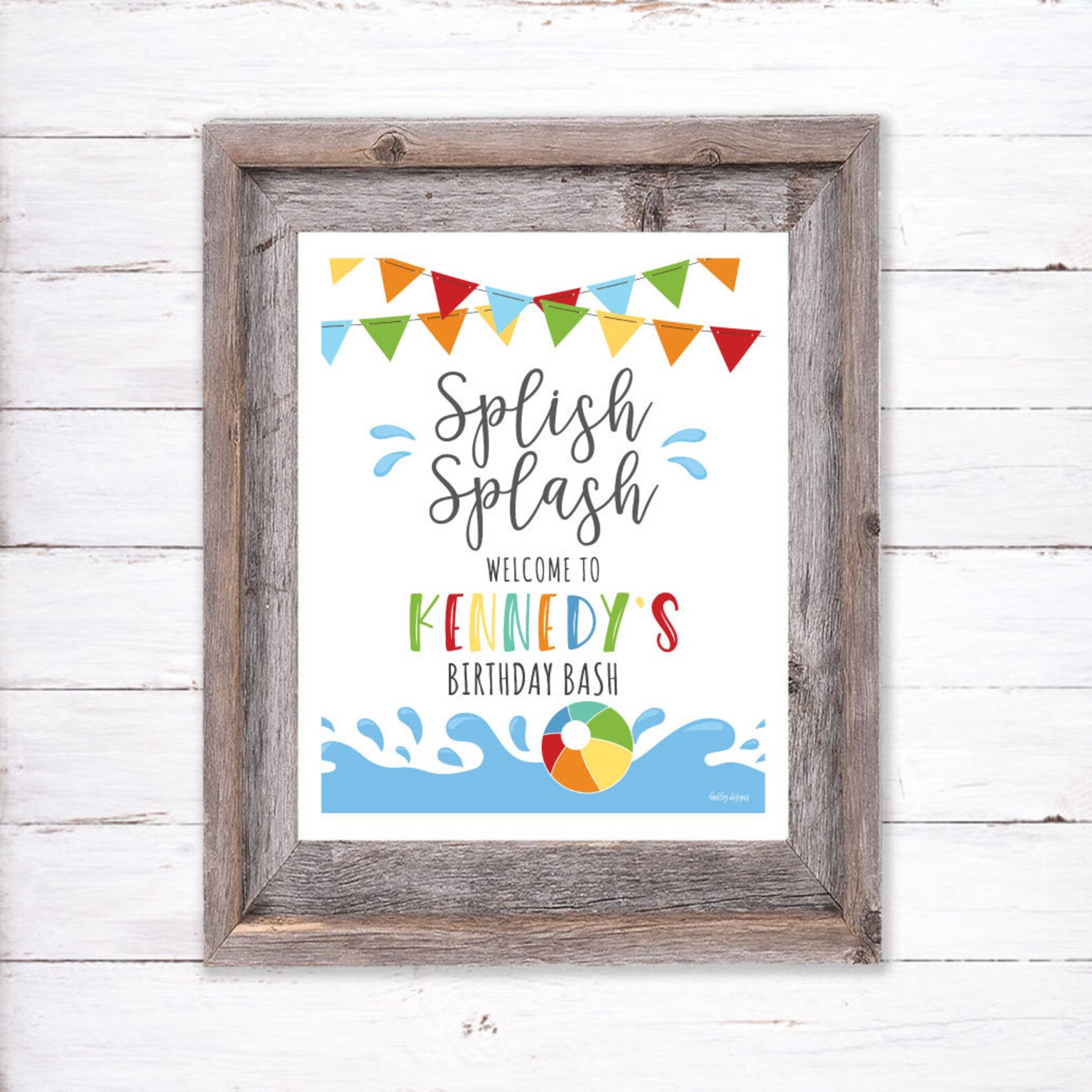 Waves Pool Kids Party Welcome Sign Template - Birthday Welcome ...