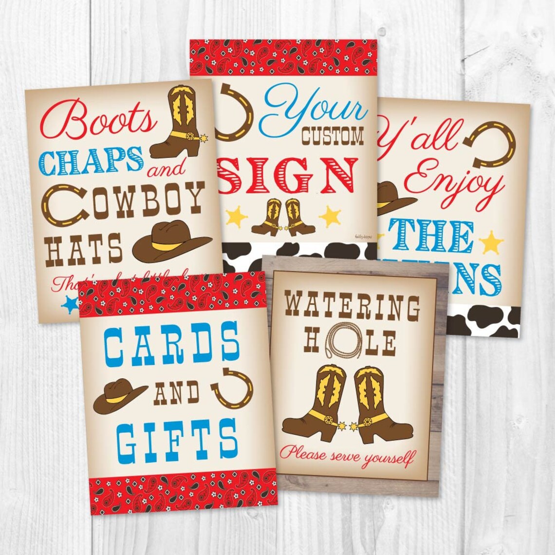 Cowboy Baby Shower Signs Set Templates Baby Shower Sign | Etsy