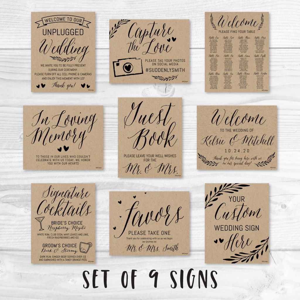 Wedding Signs Printable Bundle Printable Wedding Sign | Etsy