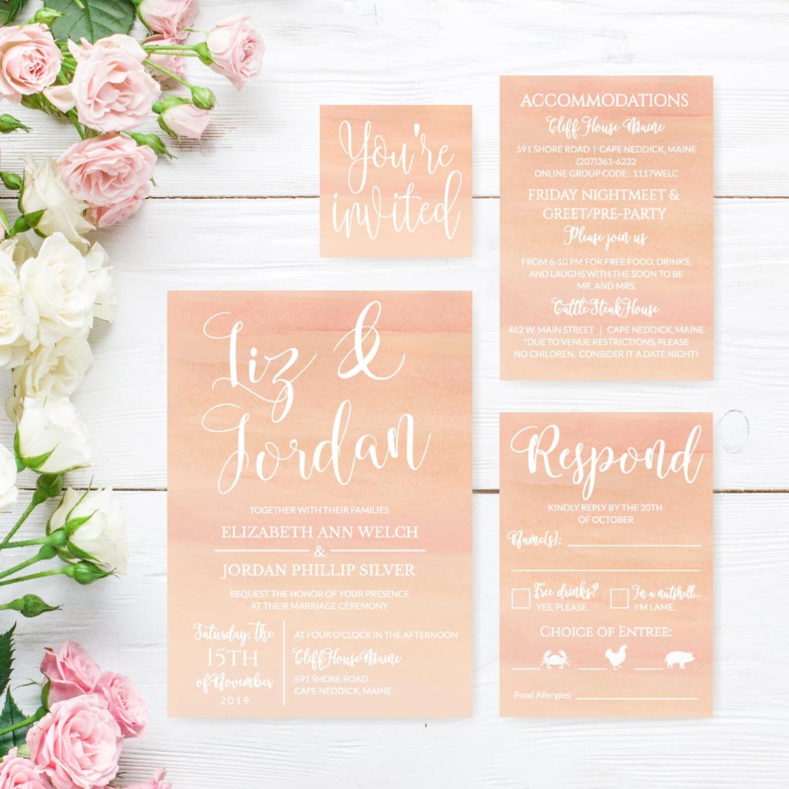 Wedding Invitations With RSVP Packages Wedding Invitations | Etsy