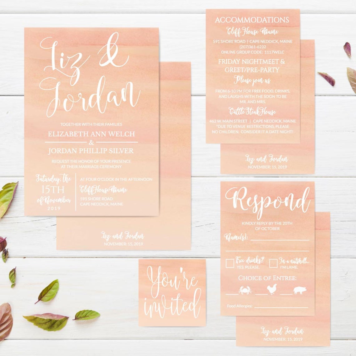 Wedding Invitations With RSVP Packages Wedding Invitations | Etsy