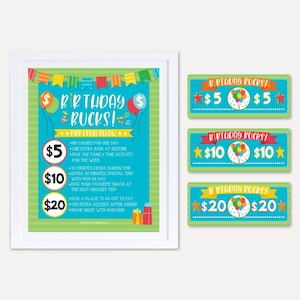 Birthday Bucks Printable, Editable Kids Money Bill and Personalized ...