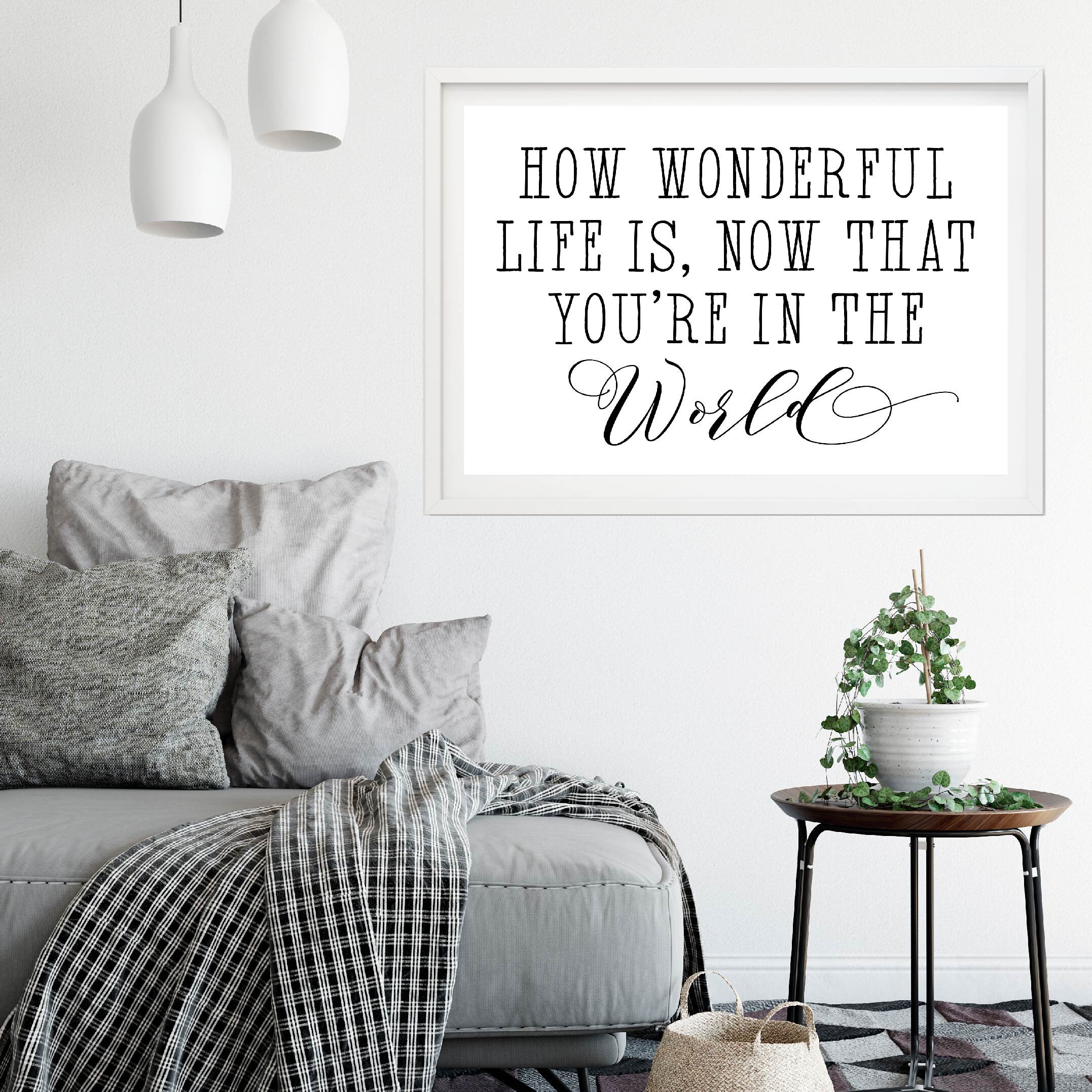 How Wonderful Life is Home Sign Wall Art Print Motivational | Etsy
