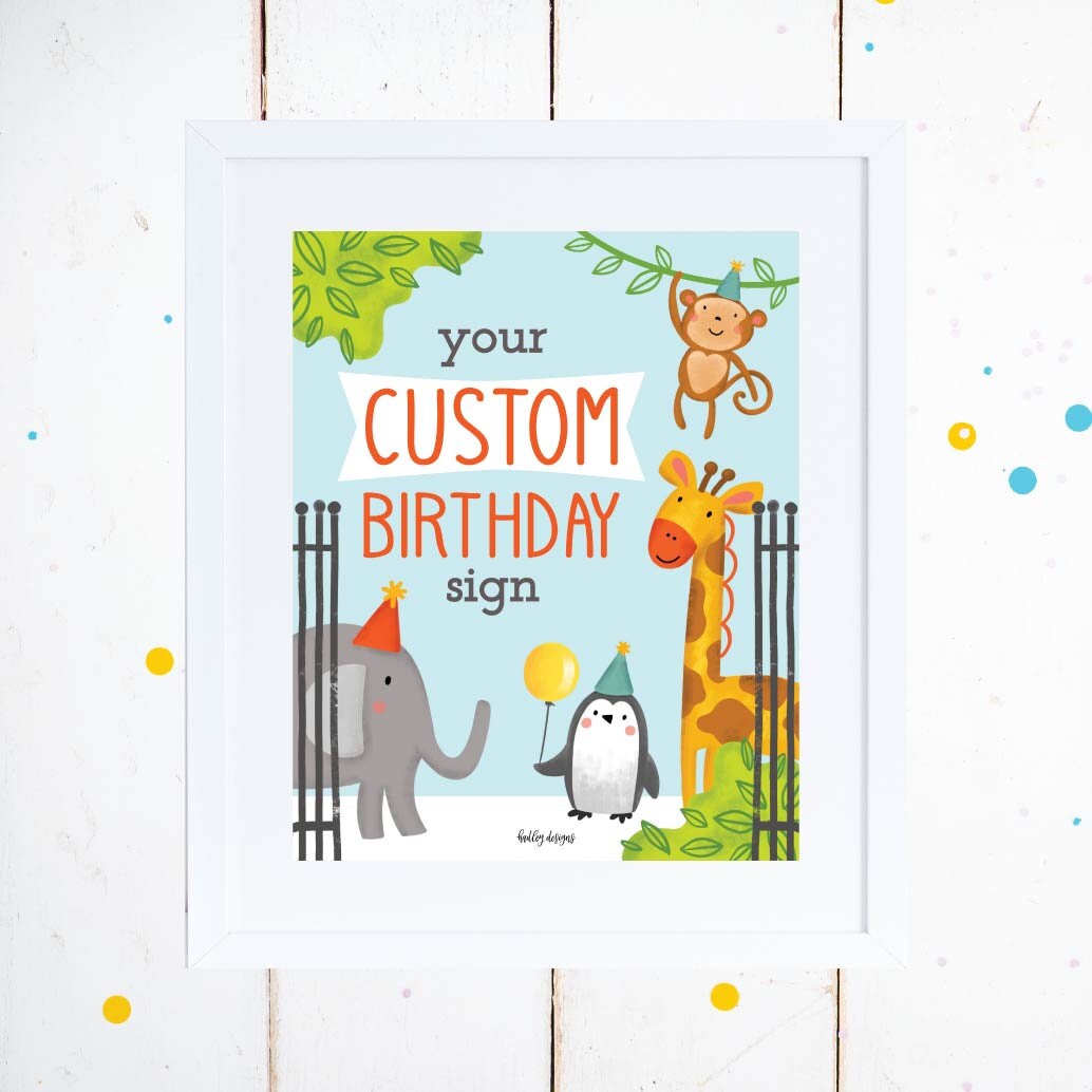 Zoo Kids Party Decorations Happy Birthday Printable Sign | Etsy