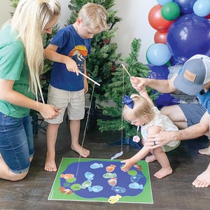 Magnetic Fishing Game for Kids Printable, Colorful Fish Pond Template ...