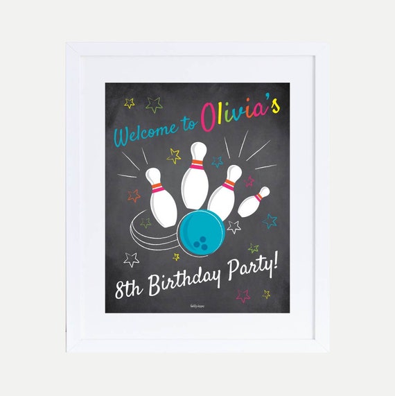 Party Décor BOWLING Welcome Sign Editable Ten Pin Bowling Welcome ...