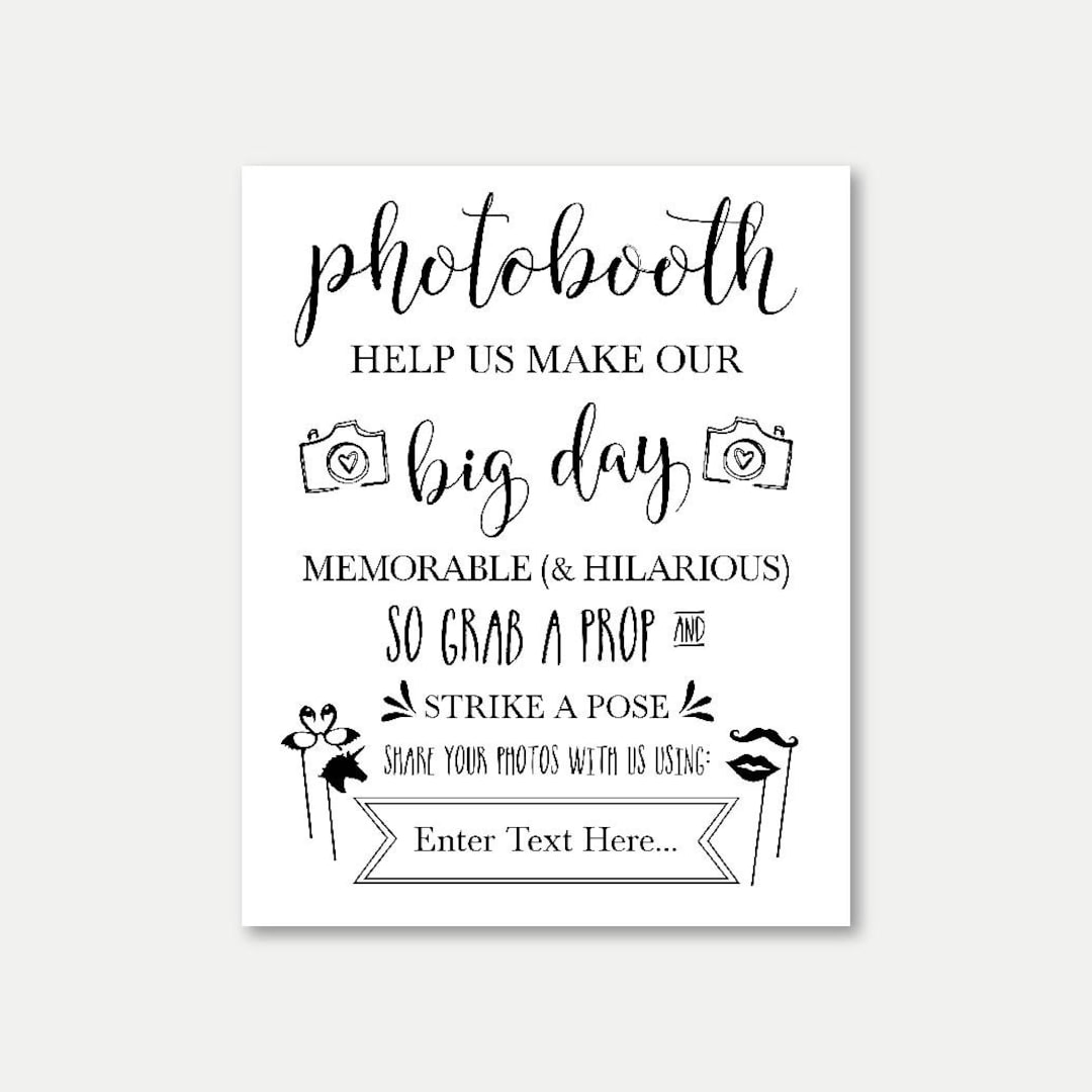 Photobooth Wedding Hashtag Sign, Rustic Printable Reception Party ...